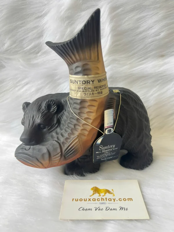 Suntory Special Reserve Whisky Bear & Fish Ceramic Decanter